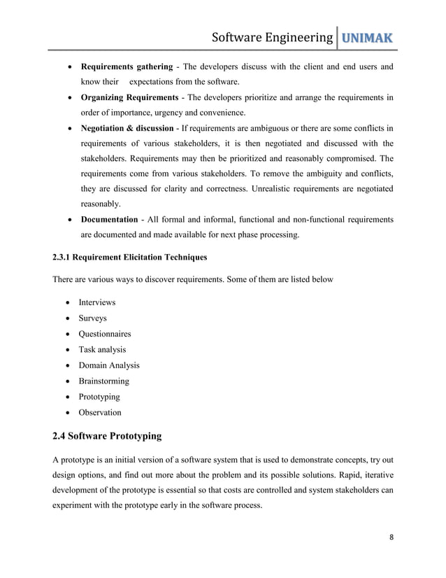 Software engineering Unit-2 | PDF