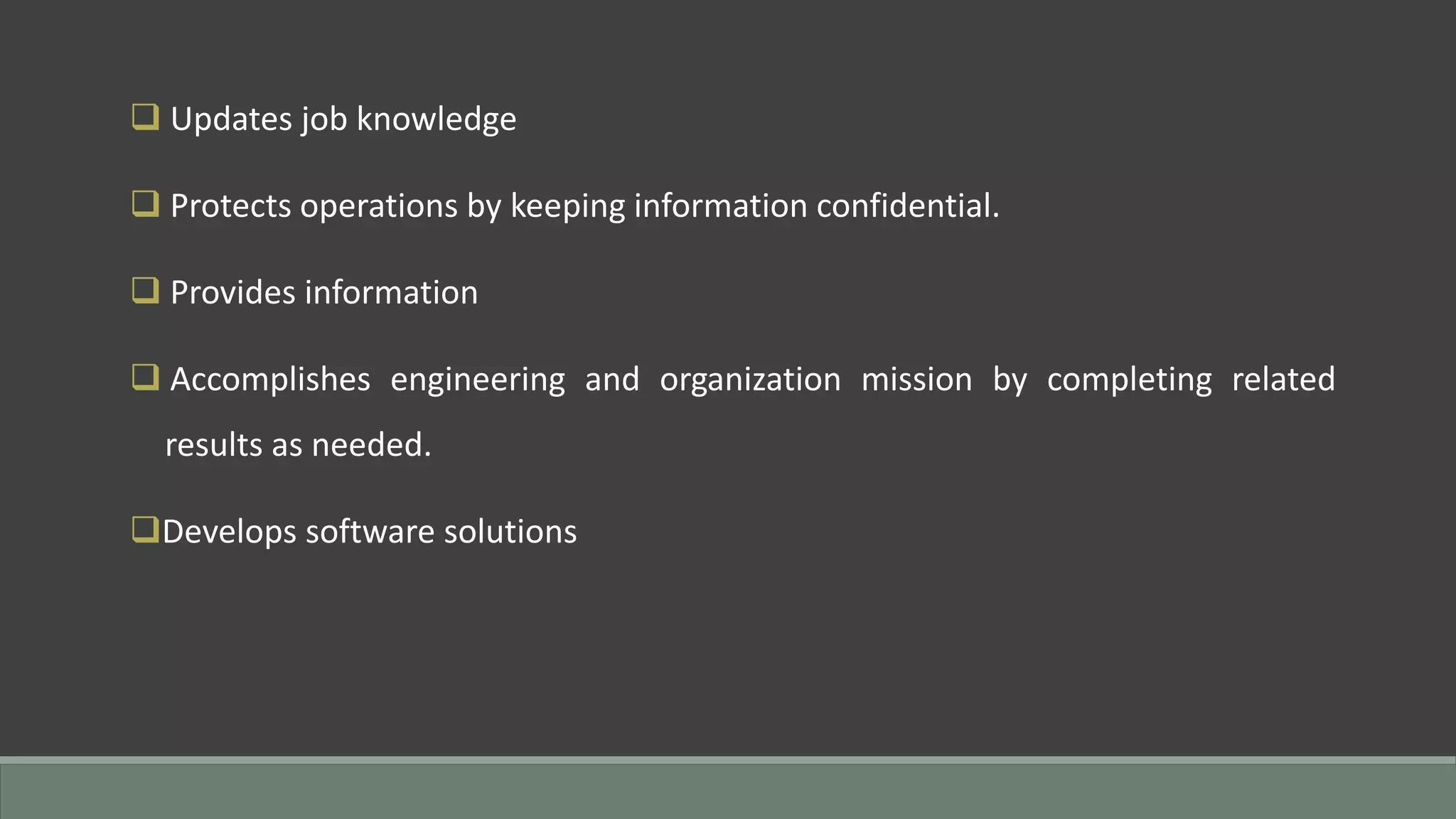 Software engineer job responsibilities | PPTX