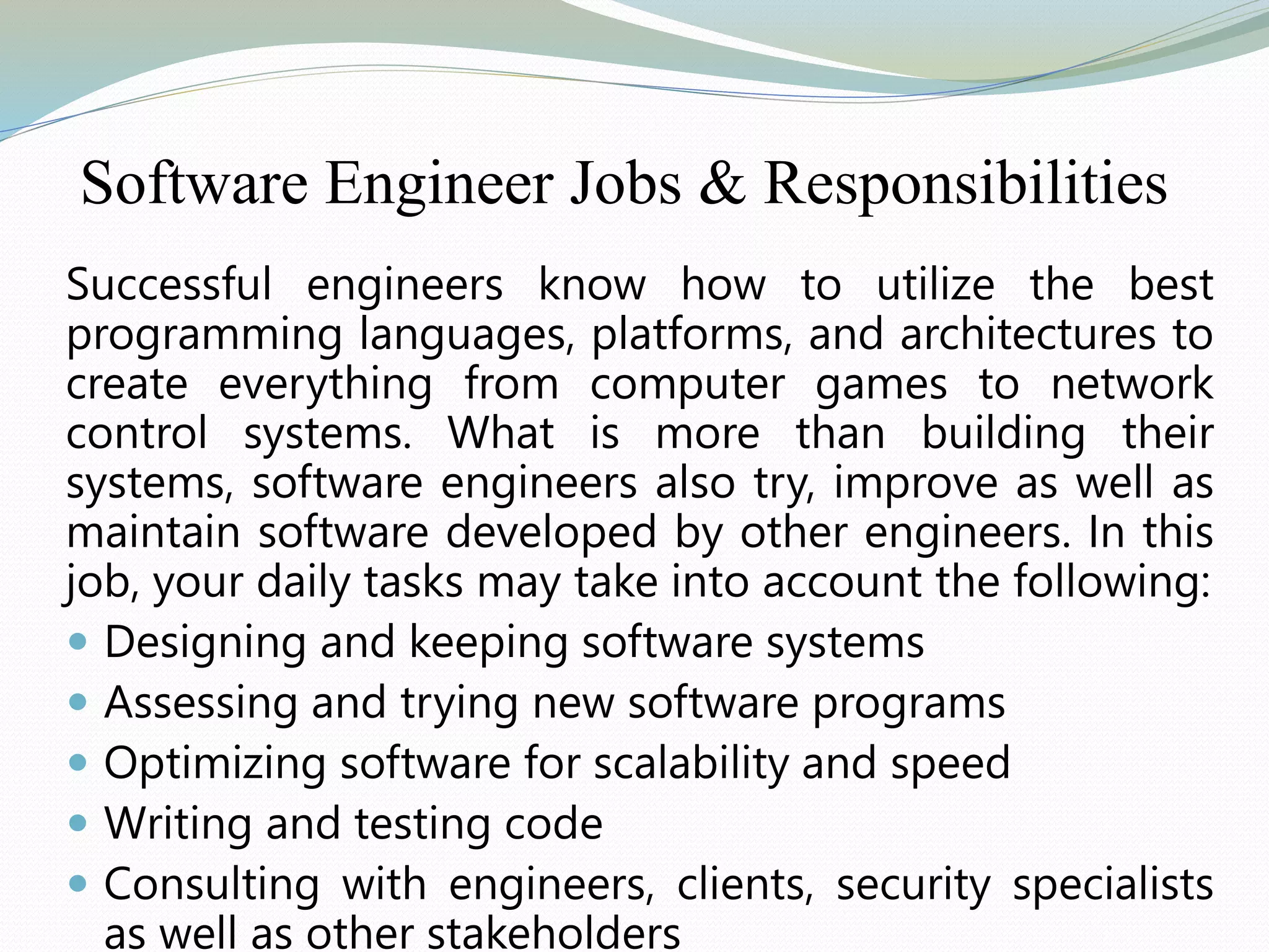 Software Engineer Task And Responsibilities Lode Palle pptx