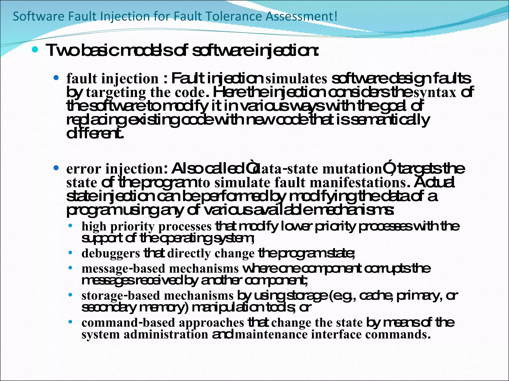 Software Fault Tolerance | PPT | Operating Systems | Computer Software and Applications