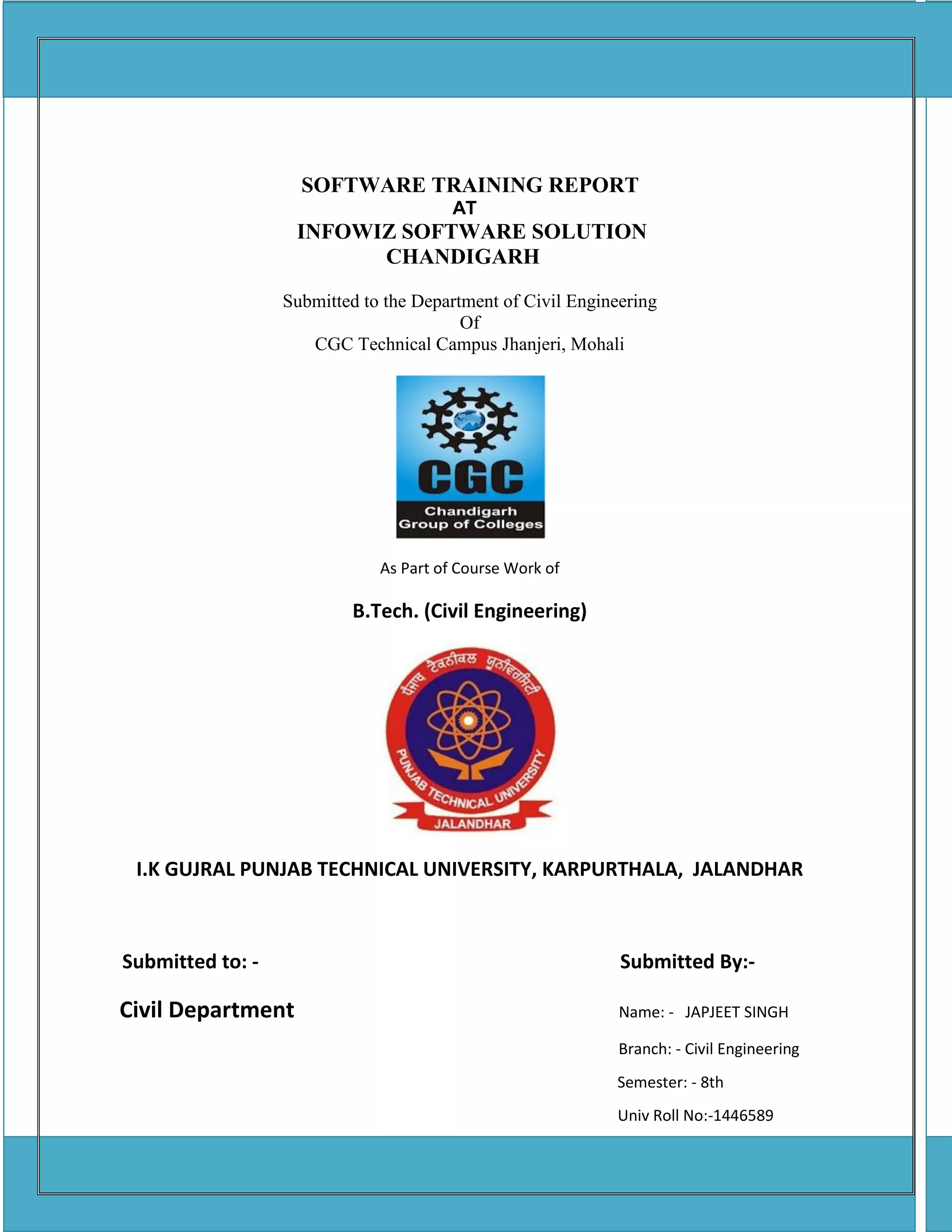 Software training report on AutoCAD and Staad Pro. Civil Engineering | PDF