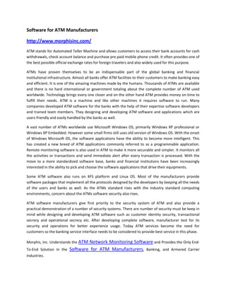 Software for atm manufacturer | PDF