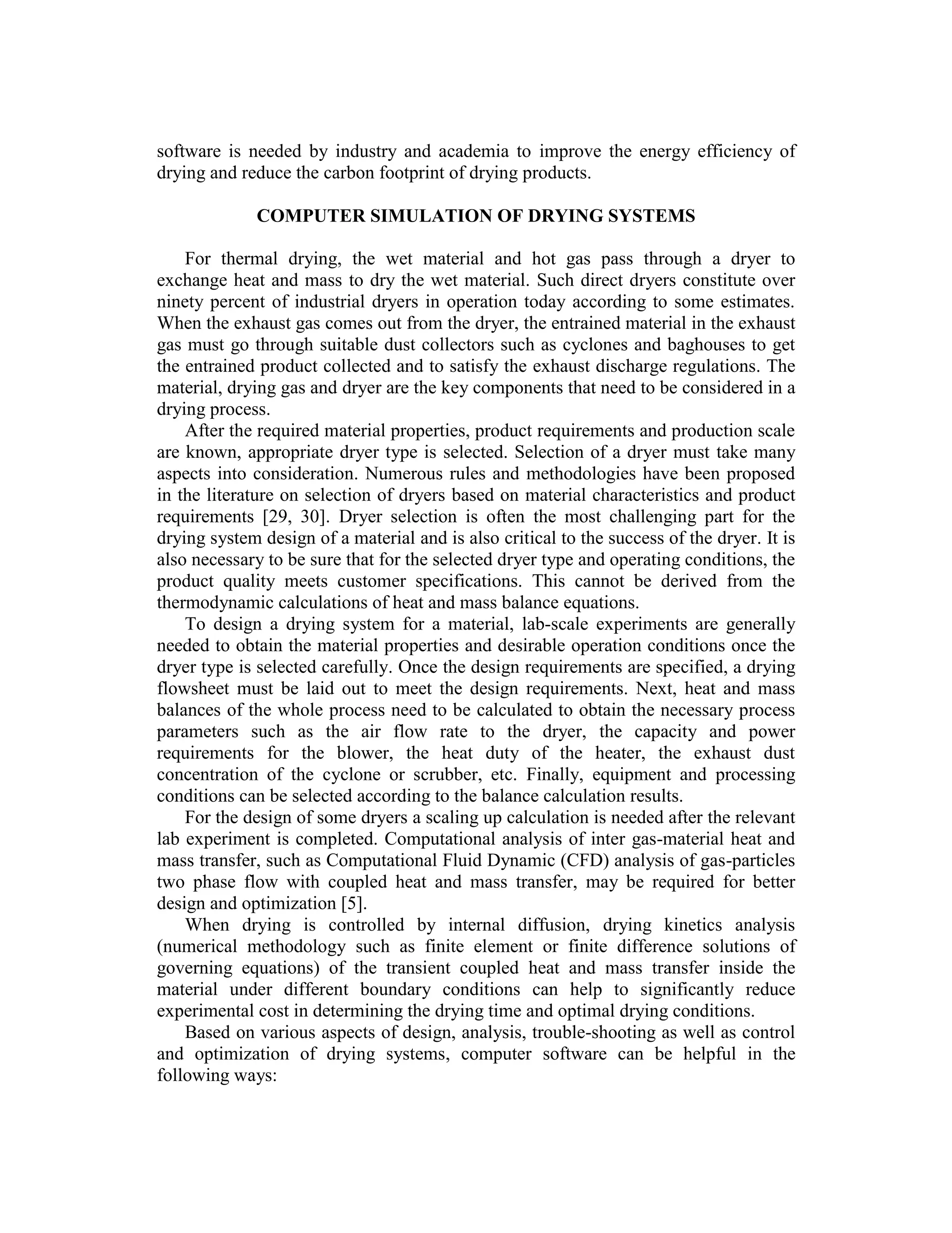 Software for design and analysis of drying systems | PDF