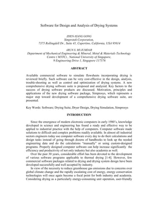 Software for design and analysis of drying systems | PDF