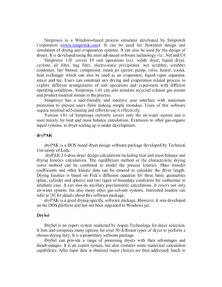 Software for design and analysis of drying systems | PDF