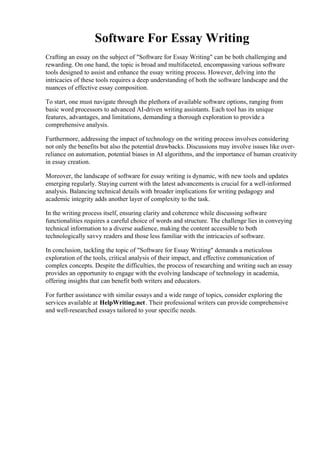 Software For Essay Writing | PDF
