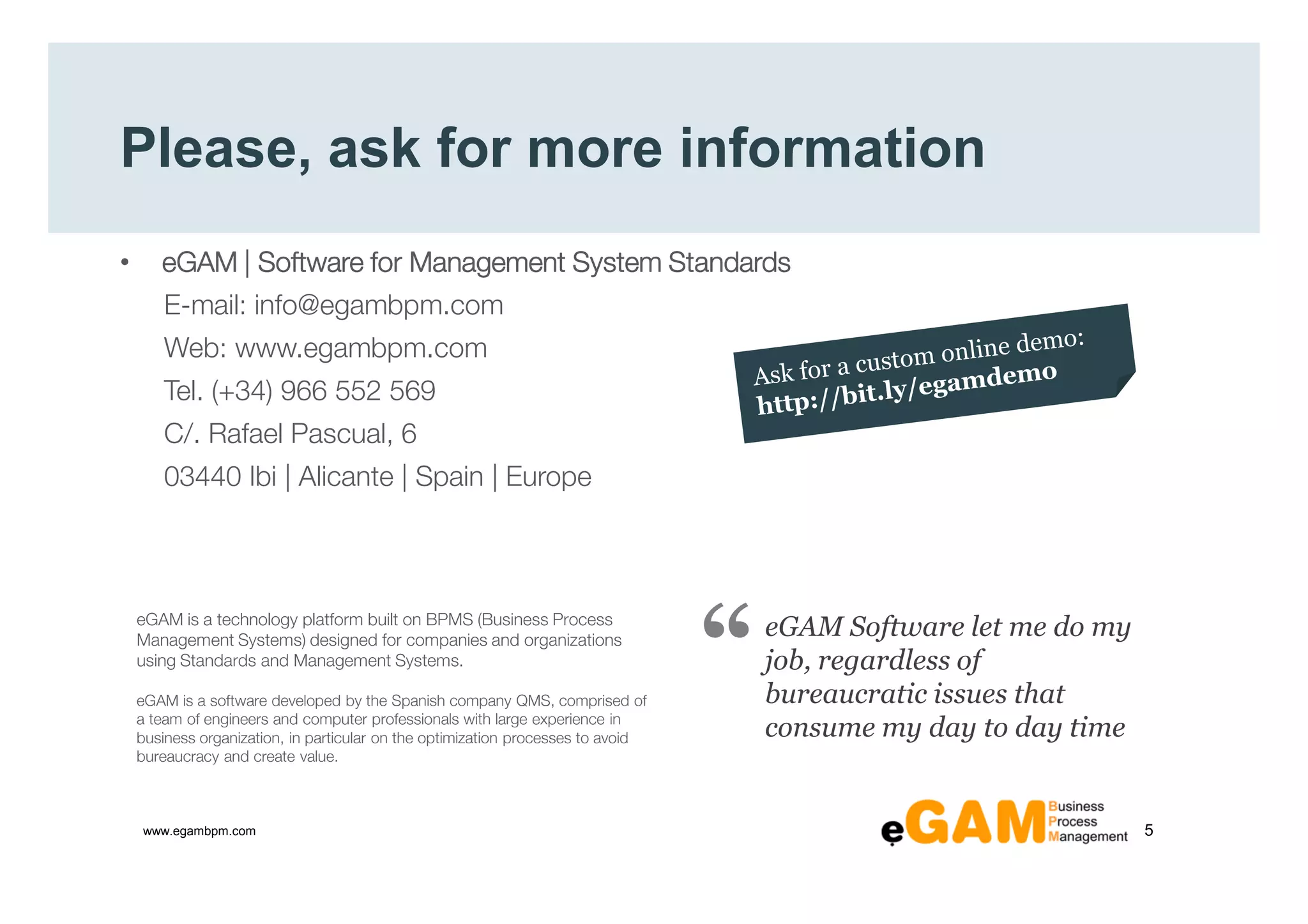 Software for IFS International Food Standard management eGAM | PPT