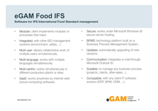 Software for IFS International Food Standard management eGAM | PPT