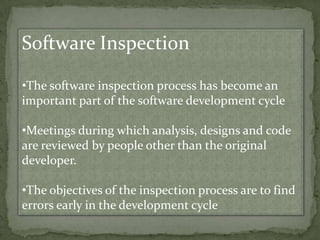 software project management Software inspection | PPTX
