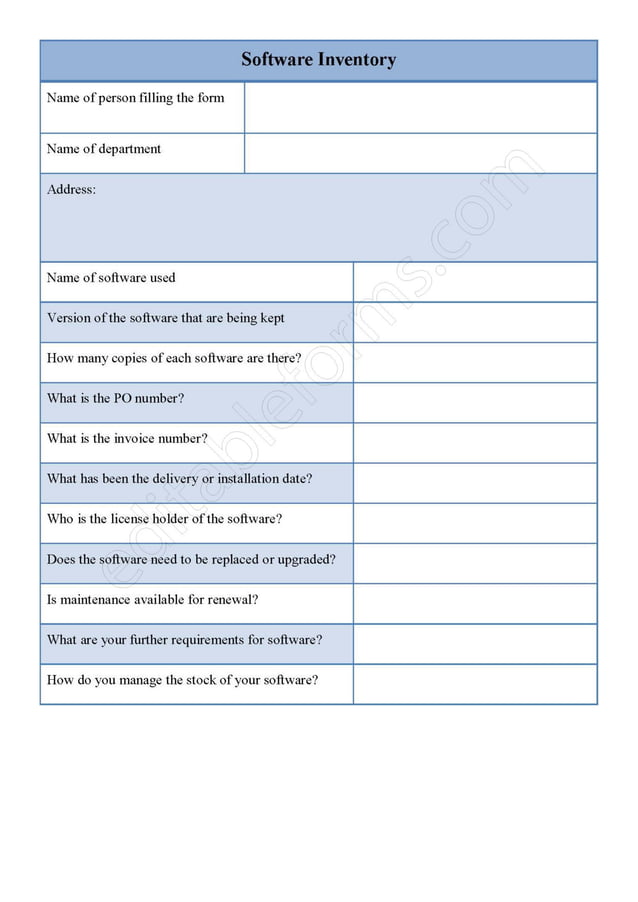 Software Inventory Fillable PDF Template | PDF