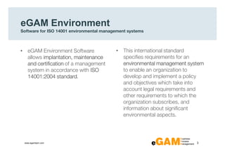 Software for ISO 14001 environmental management systems eGAM | PPT