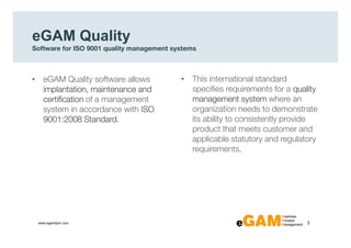 Software for ISO 9001 quality management systems eGAM | PDF | Computer ...