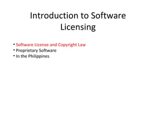 Introduction to Software Licensing | PPT