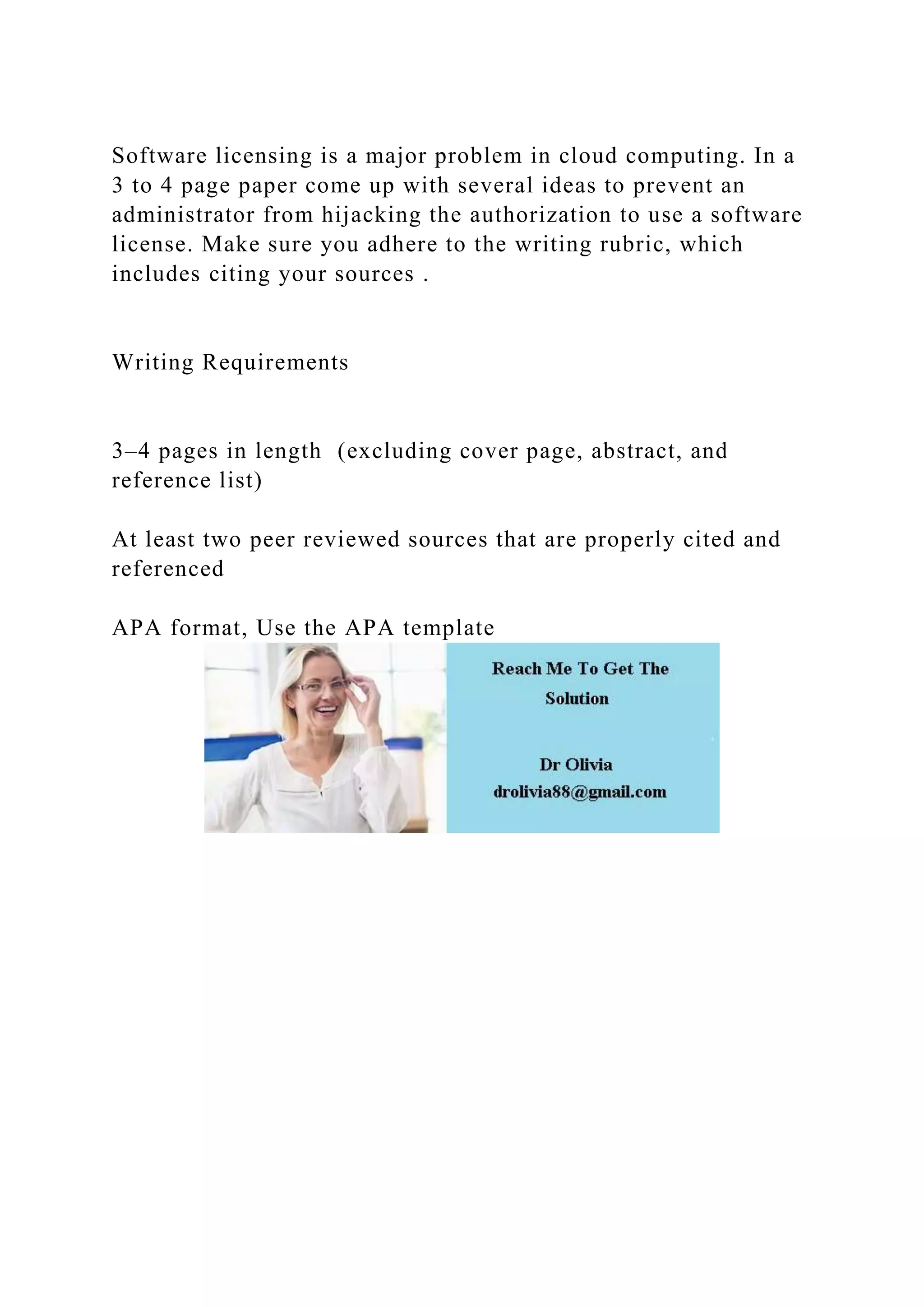 Software licensing is a major problem in cloud computing. In a 3 to .docx | Computing ...