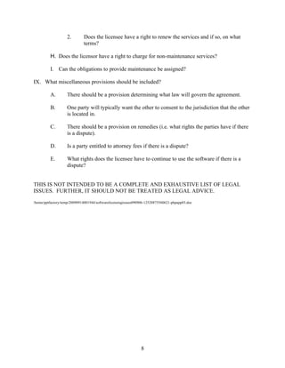 Software Licensing Issues Checklist | DOC