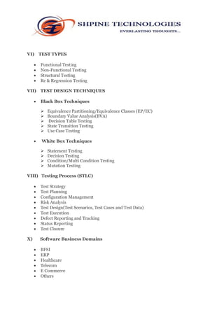 SOFTWARE MANUAL TESTING SYLLABUS | DOCX | Computer Software and ...
