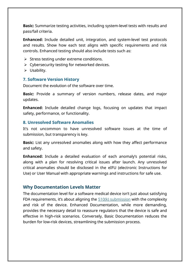 Software Medical Device Documentation for 510(k) Submissions.docx