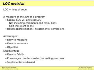 Software Engineering Practice - Software Metrics and Estimation | PDF