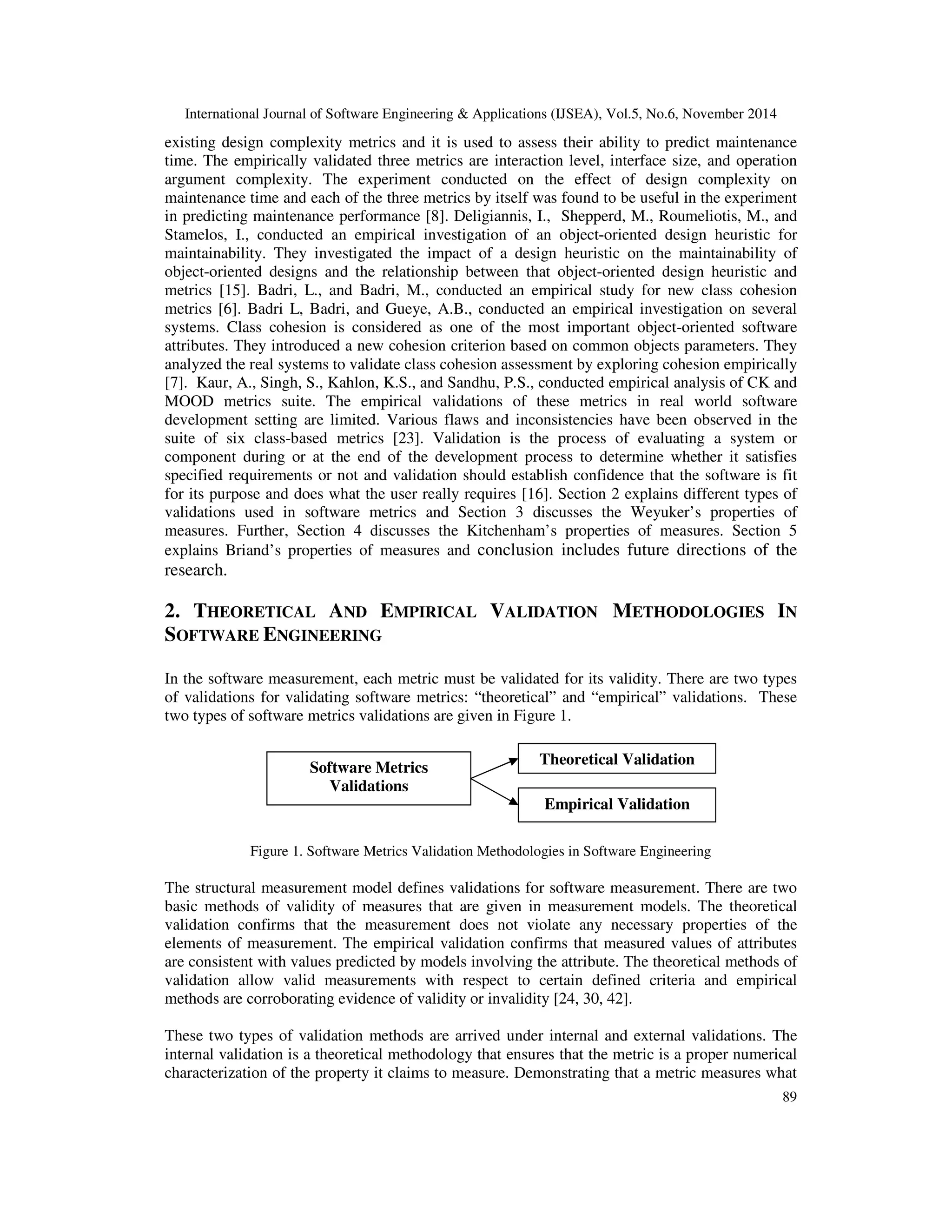 Software Metrics Validation Pdf Computer Software And Applications Computing