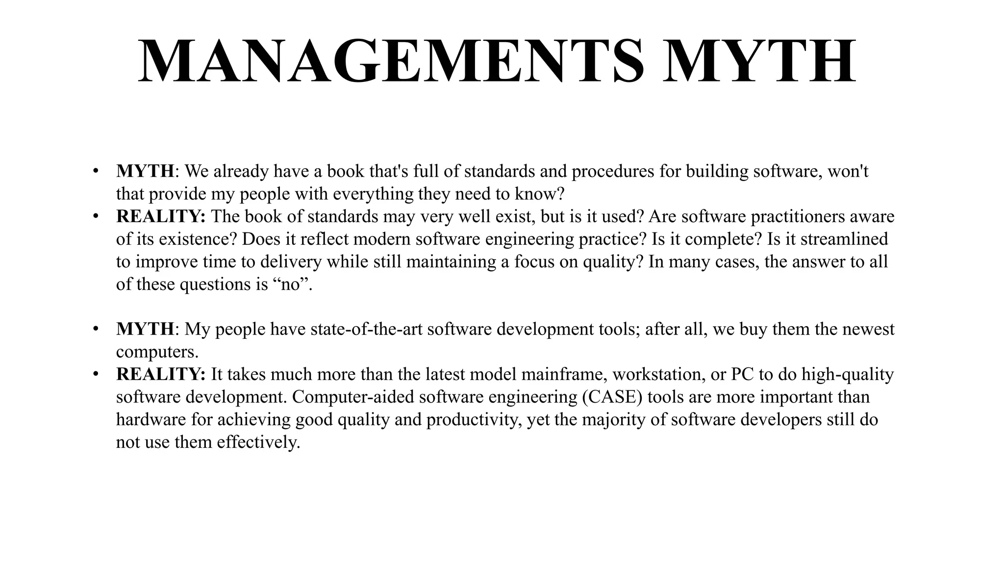 Software myths | Software Engineering Notes | PPTX