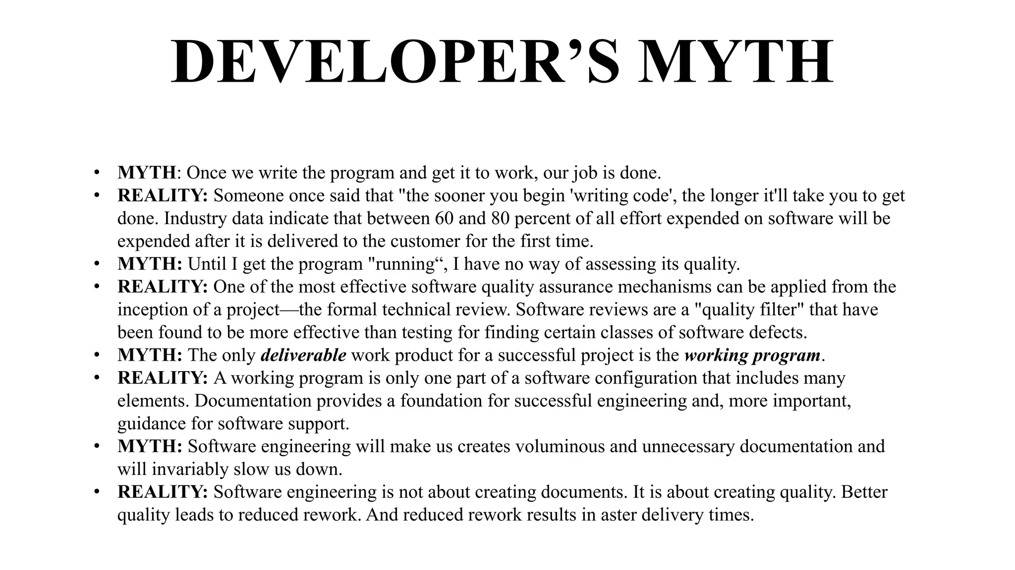 Software myths | Software Engineering Notes | PPTX