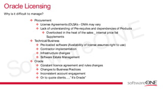 SoftwareONE Oracle Licensing Introduction 18.02.14