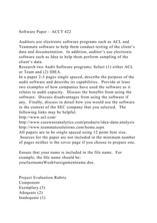 Software Paper – ACCT 422Auditors use electronic software prog.docx