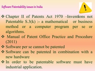 Software patenting issues in india and usa | PPTX
