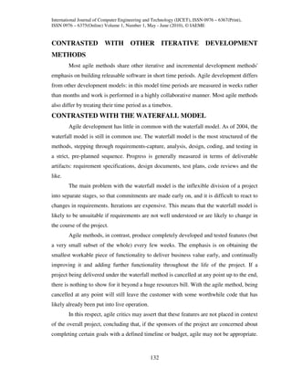 Software process methodologies and a comparative study of various ...