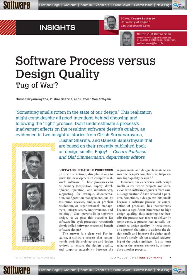 Software process versus design quality a tug of war - ieee software ...