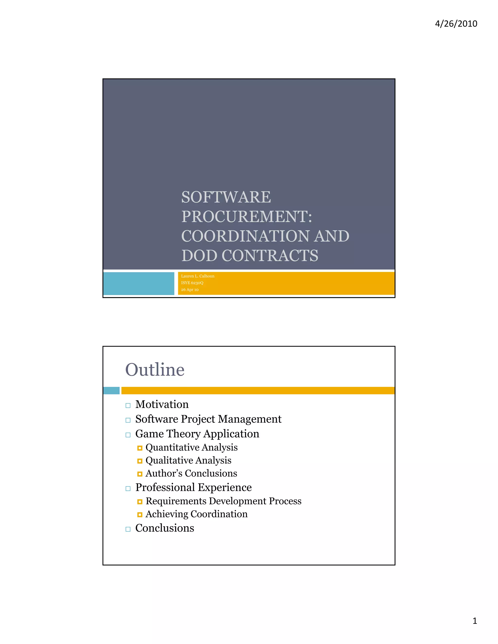 Software Procurement/Game Theory | PDF | Developmental Sites | Real Estate