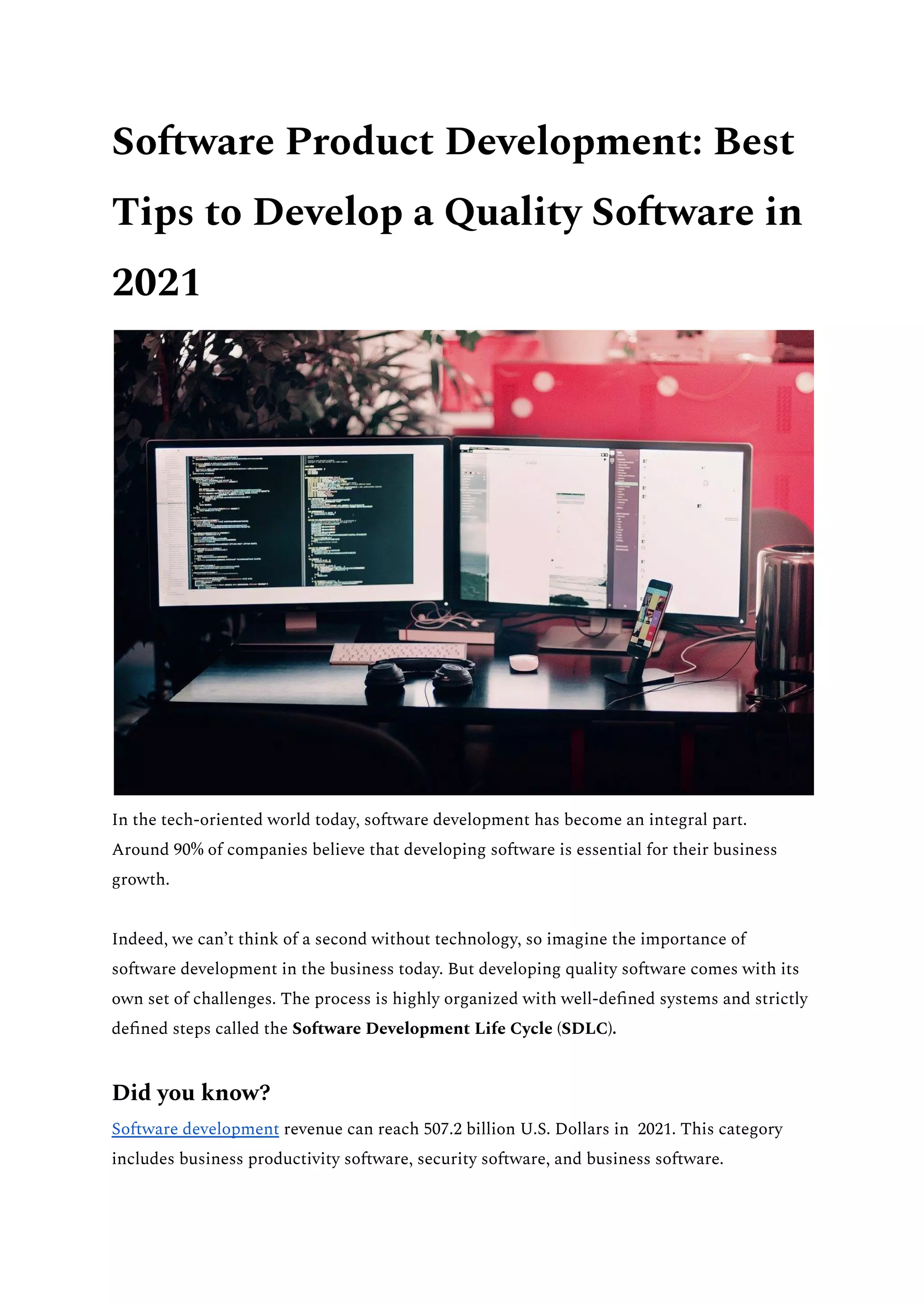Software product development tips to develop a quality software in 2021 ...