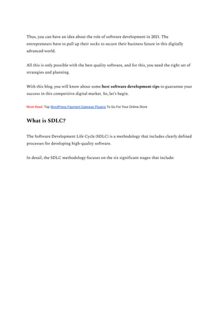 Software product development tips to develop a quality software in 2021 ...