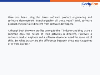 Software Product Engineering Vs Software Development | PPTX | Computing ...