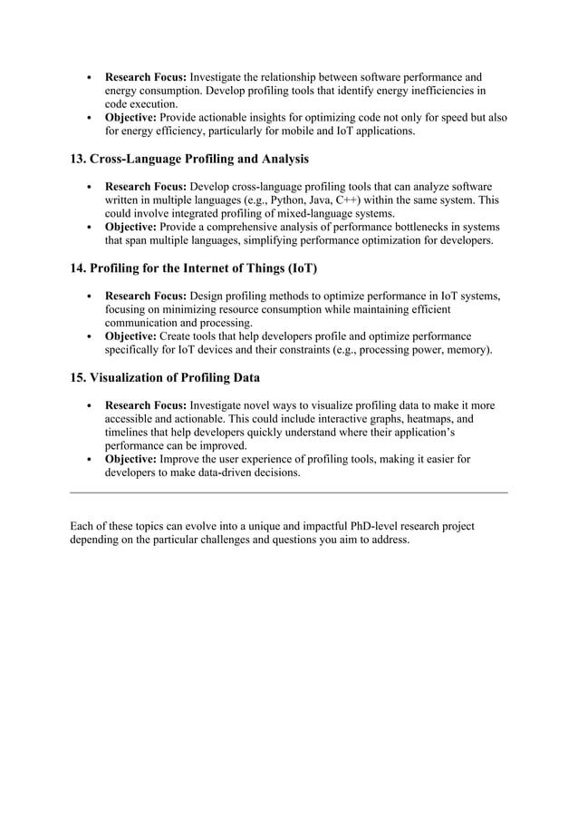 Software profiling project ideas for software engineering | DOCX