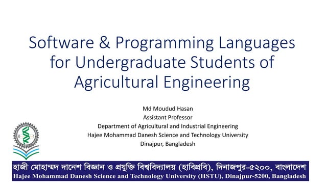 Software & programming languages for undergraduate students (Ag. Engg ...