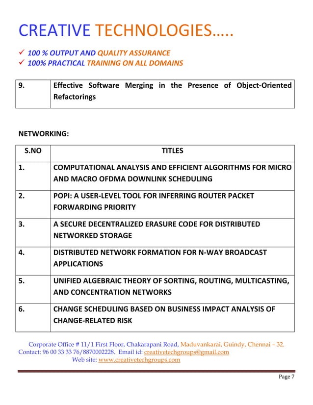 IEEE 2011 DOTNET PROJECTS @CREATIVE TECHNOLOGIES | PDF