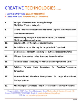 IEEE 2011 DOTNET PROJECTS @CREATIVE TECHNOLOGIES | PDF
