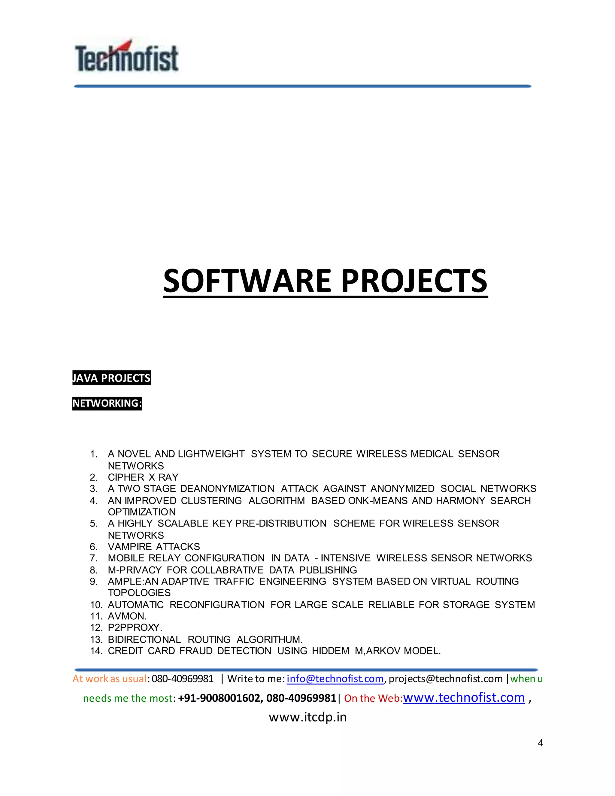 Software project list | DOCX