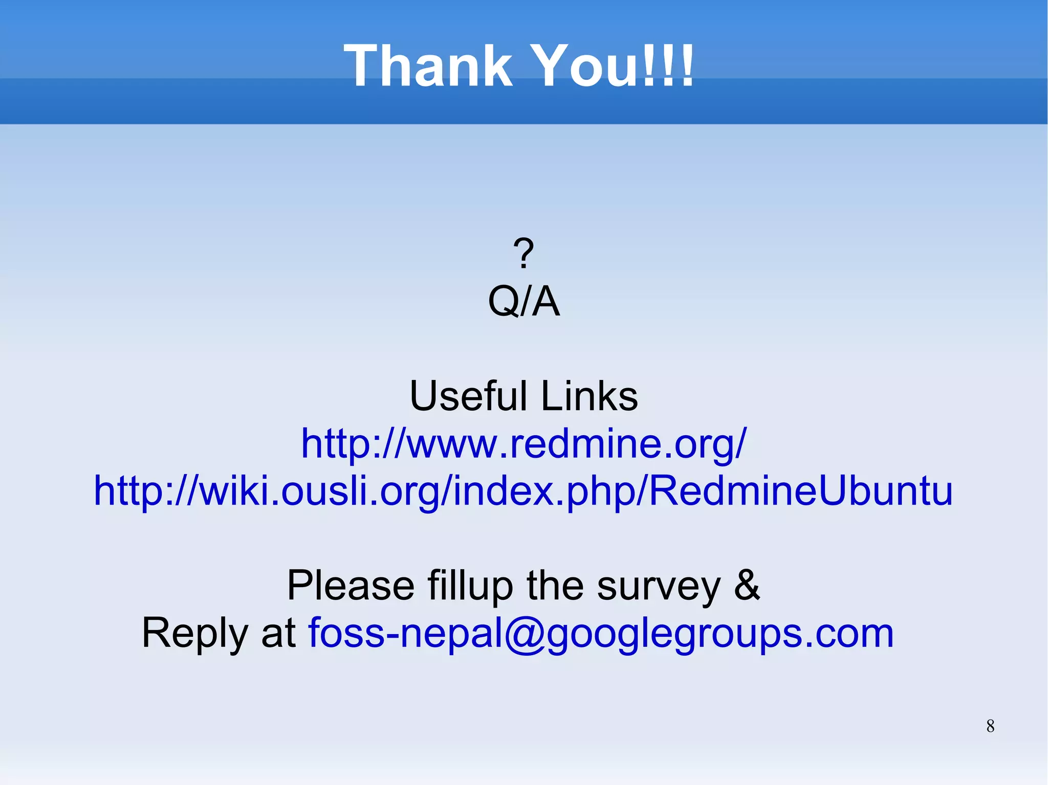 Software Project Management Using Redmine Odp