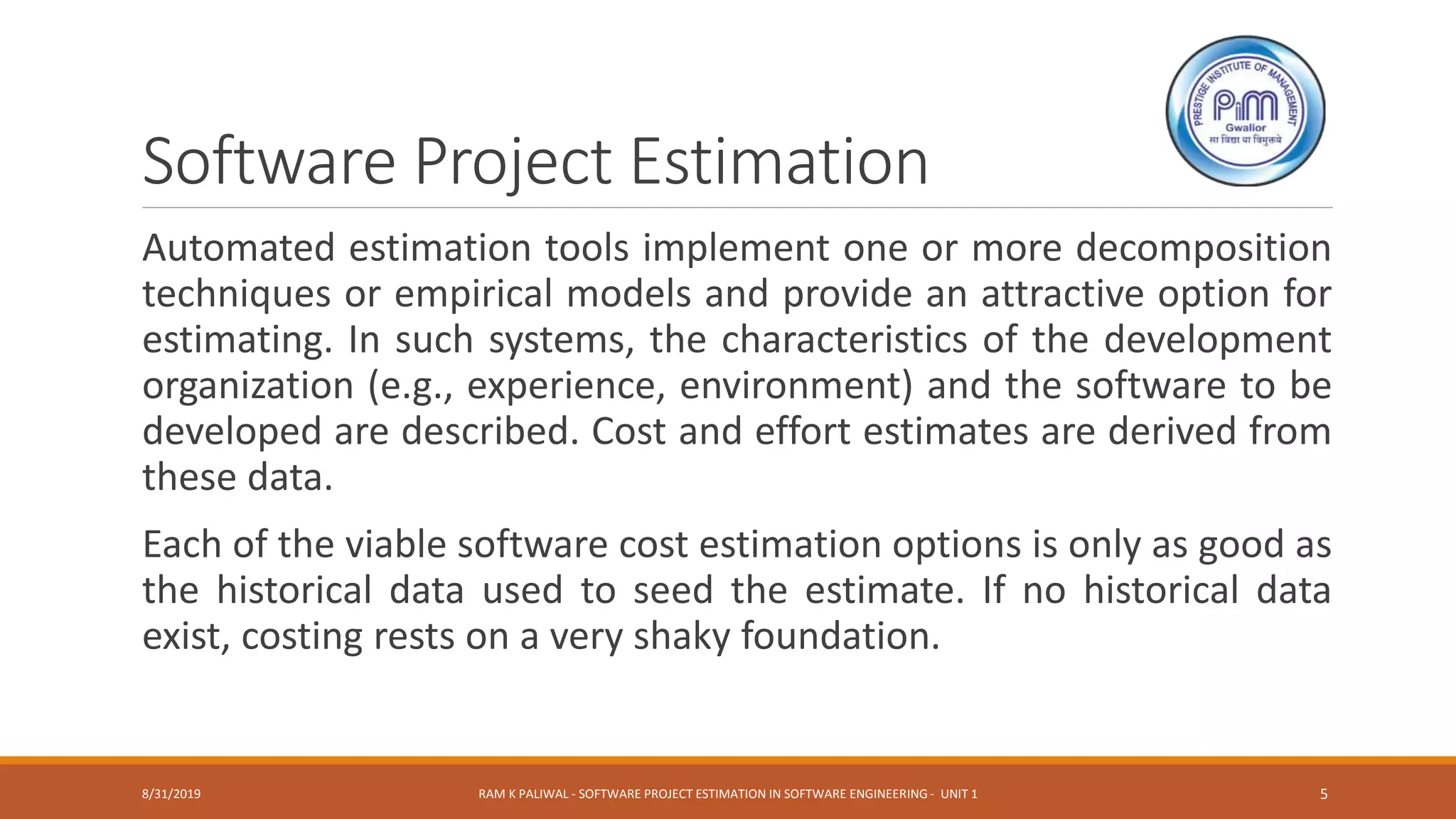 Software project planning in software engineering by ram k paliwal unit ...