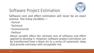 Software project planning in software engineering by ram k paliwal unit ...