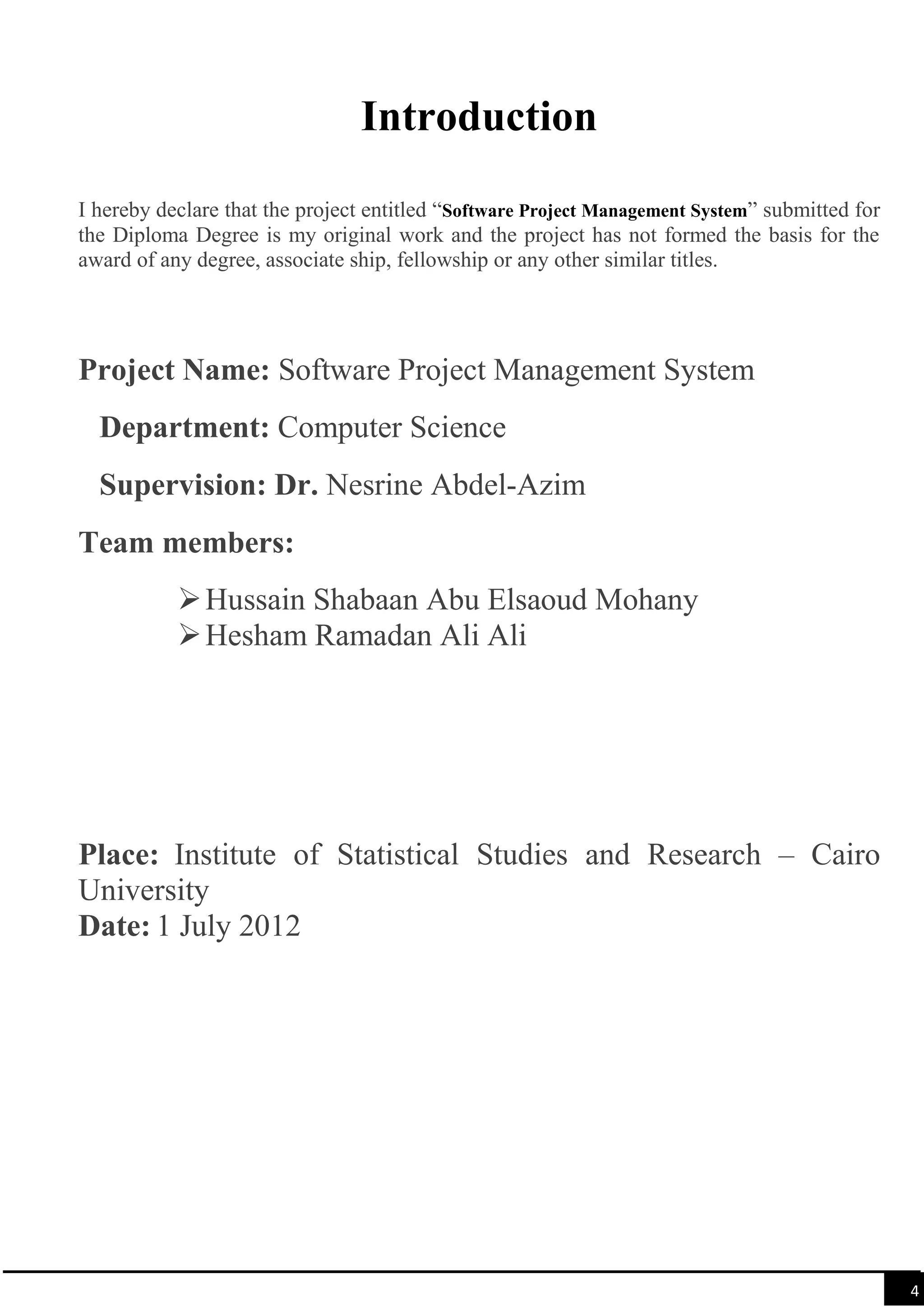 Software projects management system ( full documentation ) | PDF