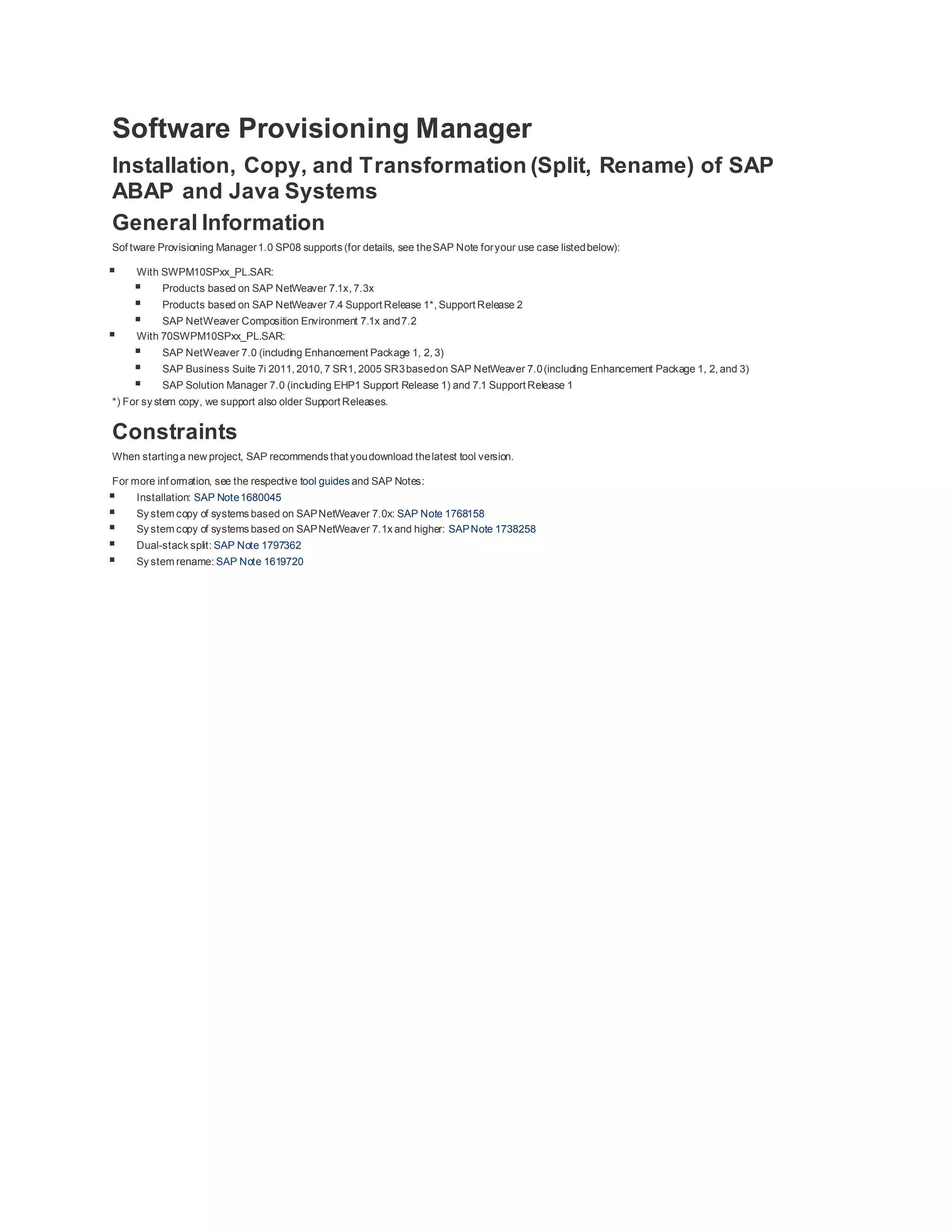 Software provisioning manager | DOCX