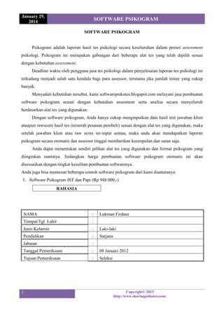 Software Psikotes Psikogram | PDF
