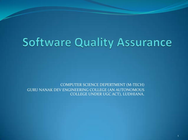 Software quality assurance | PPTX