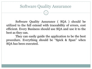 Software Quality Assurance | PPT