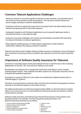 Software Quality Assurance in the Telecom Industry - Whitepaper ...