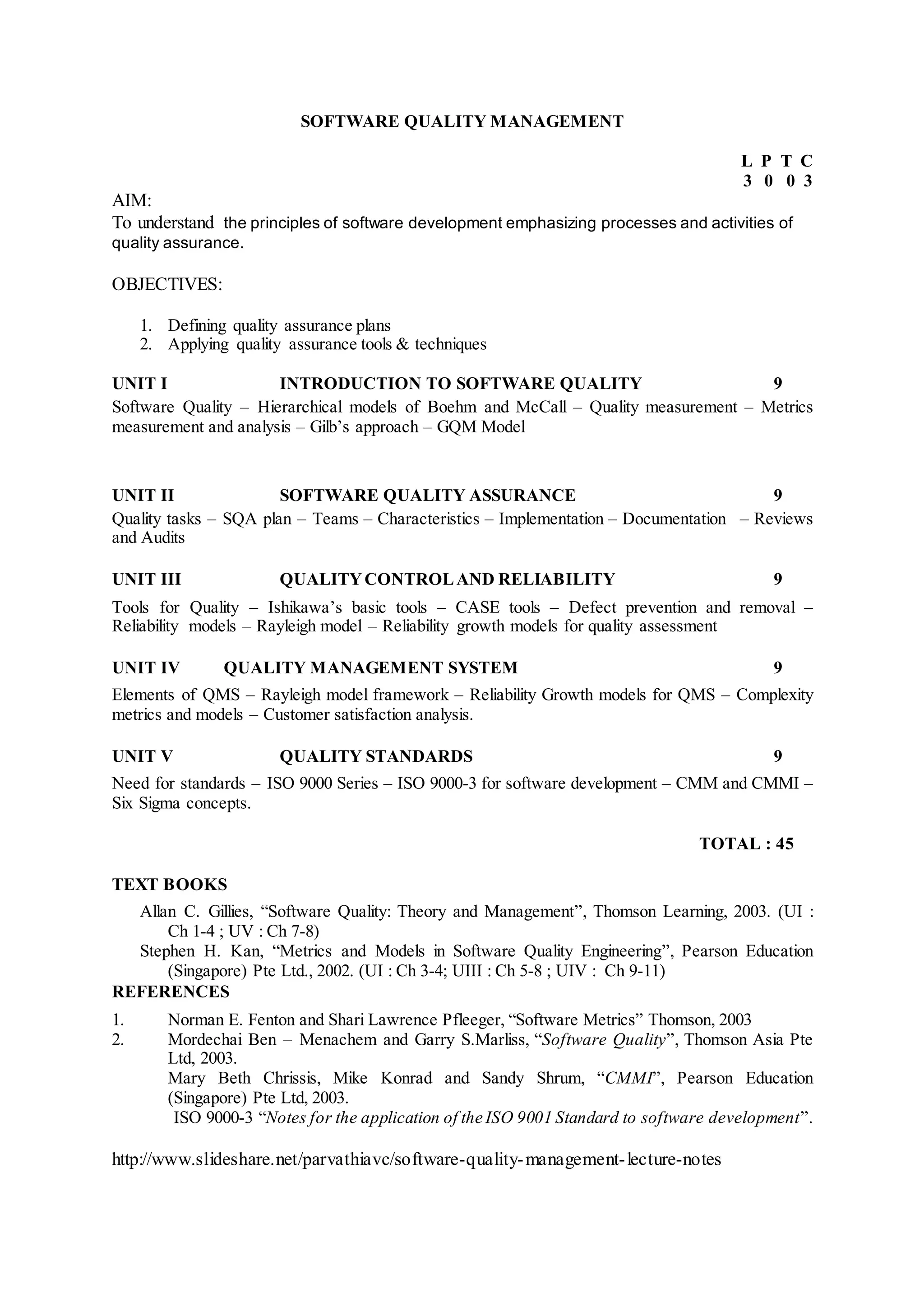 Software quality management | DOCX