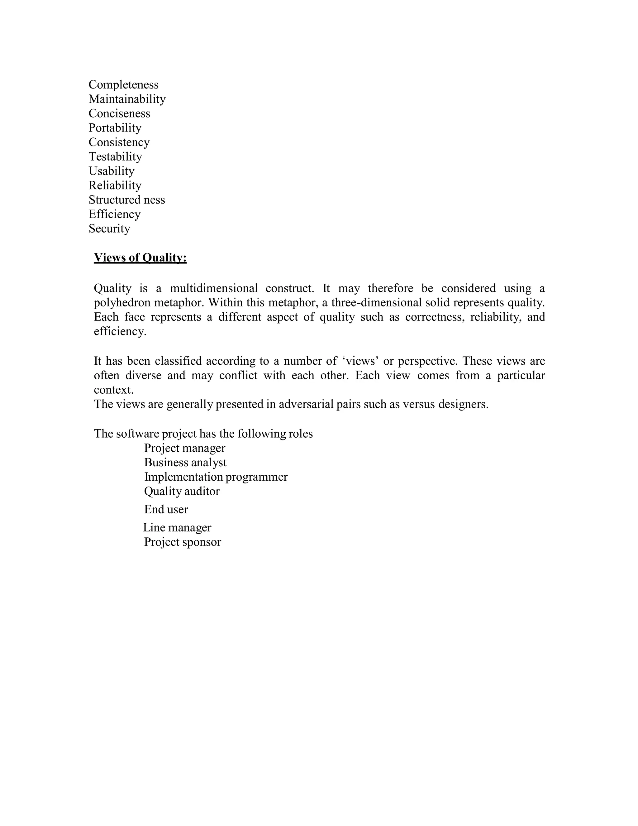 Software Quality Management Lecture Notes Docx